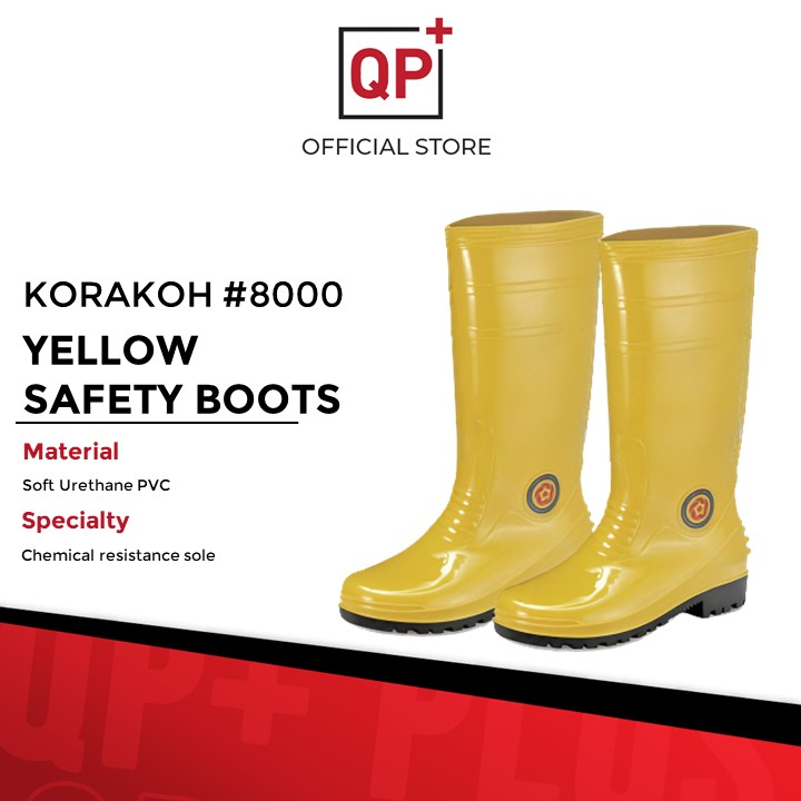 KORAKOH #8000 STEEL TOE CAP YELLOW RUBBER SAFETY WATER BOOTS WELLINGTON ...