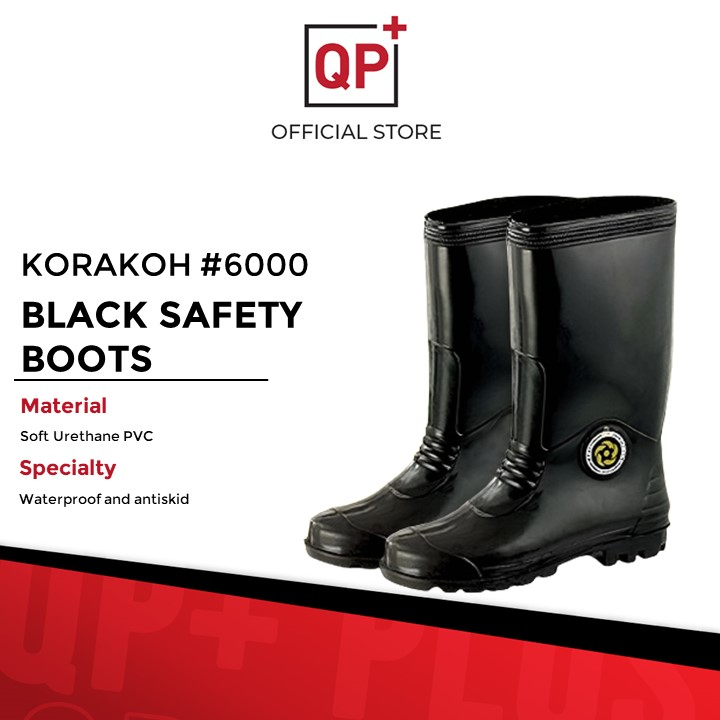 KORAKOH BLACK RUBBER BOOT SAFETY RUBBER BOOT RAIN BOOT#6000 KASUT GETAH HITAM | Shopee Malaysia