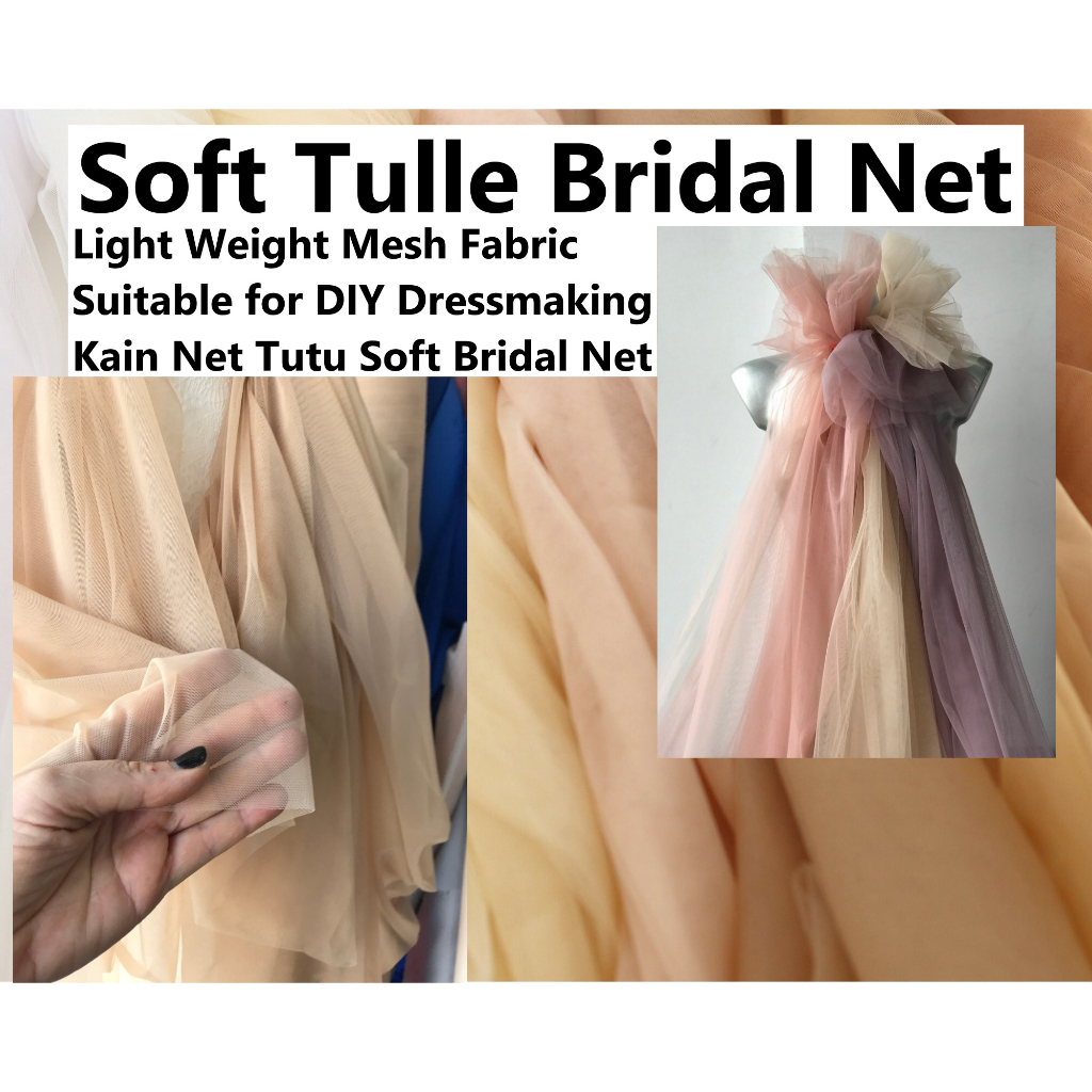 Soft Nylon Tulle Net Bridal Net Tutu Net Mesh Net Kain Net Lembut ...