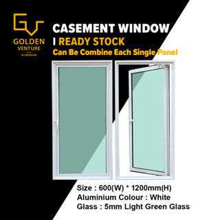 GV Aluminium Casement Window 2' Width x 4' Height Natural Anodised ...
