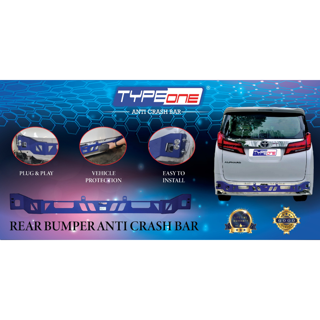 TYPE ONE REAR BUMPER ANTI CRASH BAR Toyota Alphard Vellfire 30 series ...