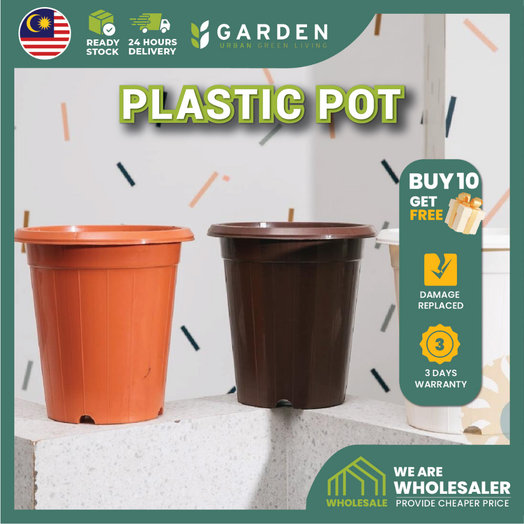 7" Yewfex Tall Plastic Flower Pot Plant Color Round Small Indoor ...