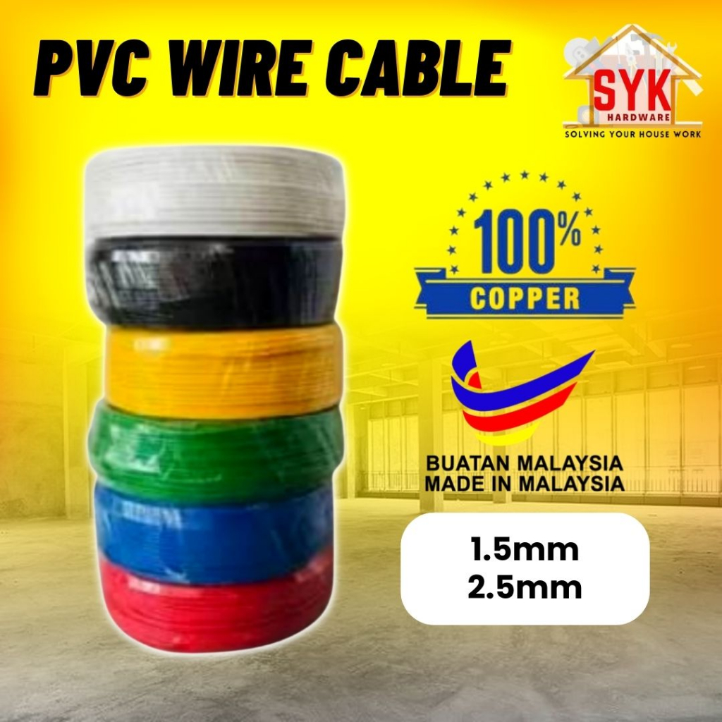 SYK MILLION & PIPC PVC Wire Cable (SIRIM) 1.5mm 100% Pure Copper Wire ...