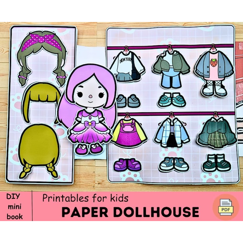 PDF] Paper Toca Wardrobe Dress Up Printable Preschool Kids Activity ...