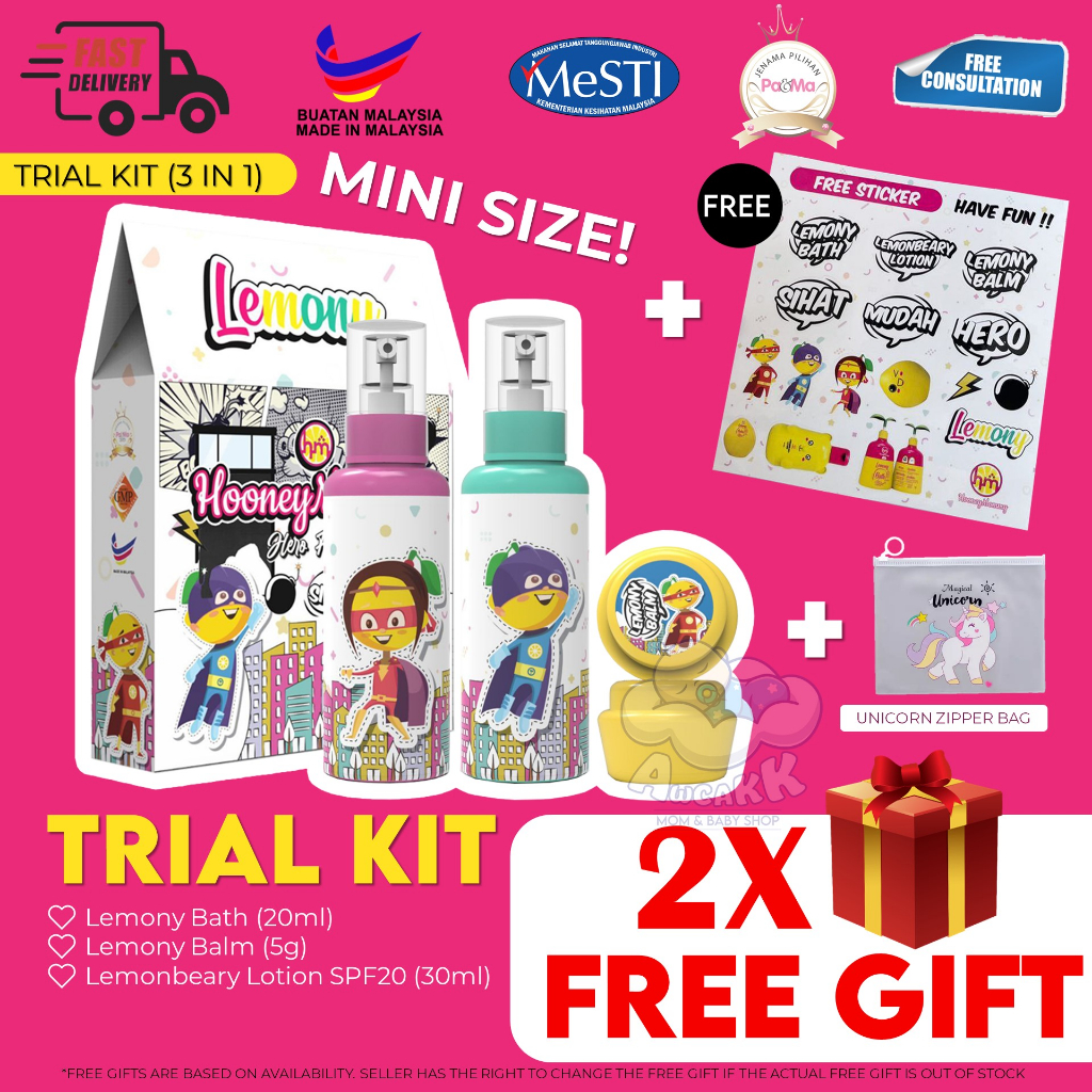 [2 FREEGIFT] HOONEYMOMMY Trial Kit 3in1 Baby Lemon Bath + Balm + Lotion ...