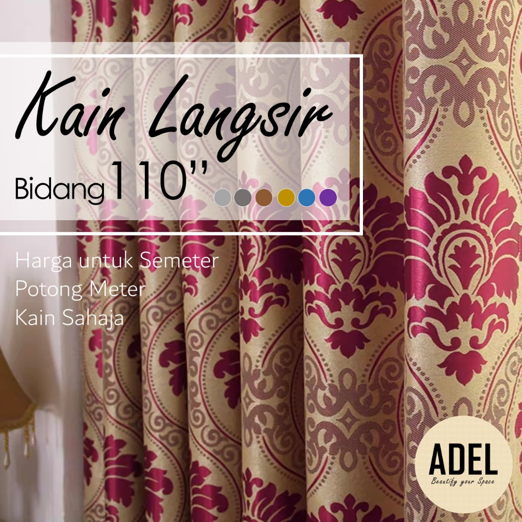 ADEL Bidang 110” Kain Langsir Blackout Jacquard Potong Meter / Kain ...