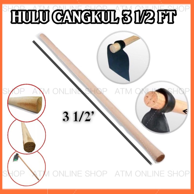 3.5KAKI HOE WOODEN HANDLE / HULU CANGKUL KAYU 3.5FT / BATANG KAYU ...