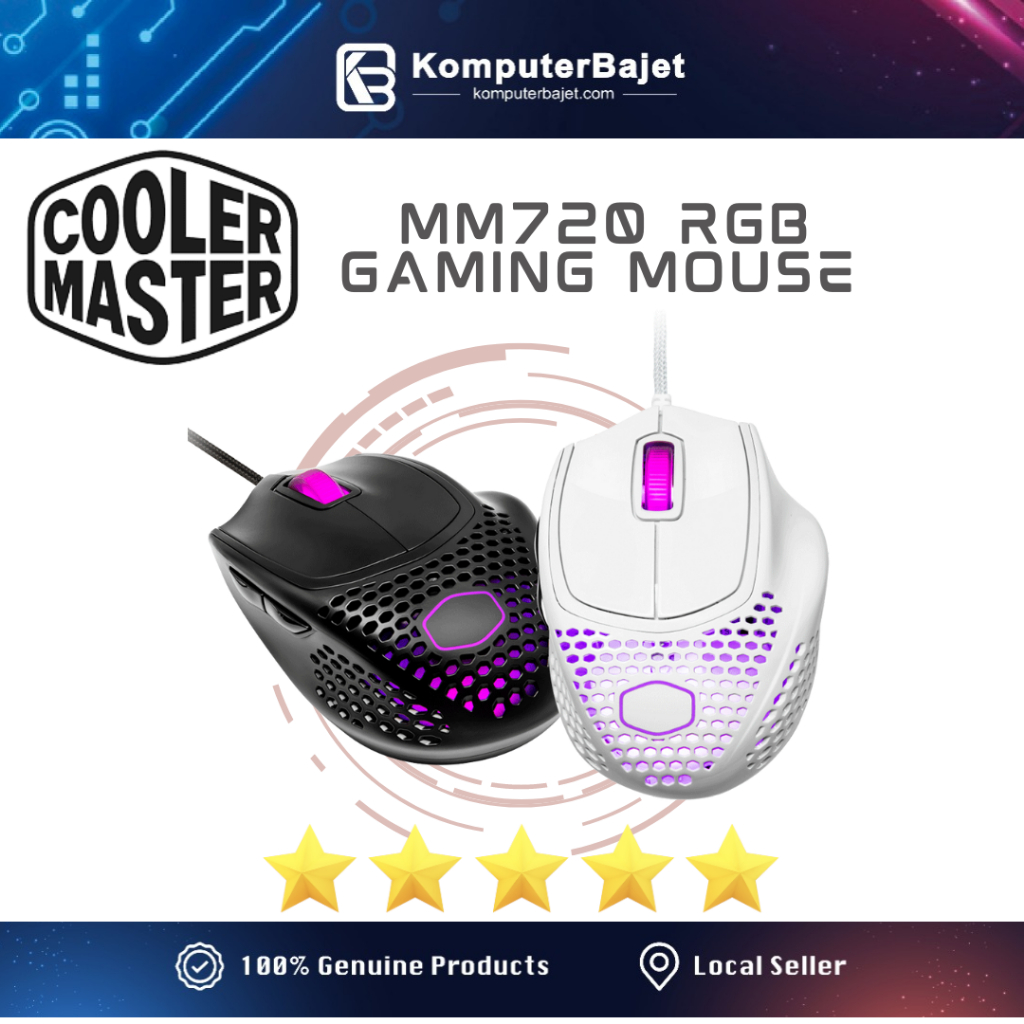 COOLER MASTER MM720 LIGHT WEIGHTED 49G WIRED RGB GAMING MOUSE BLACK ...
