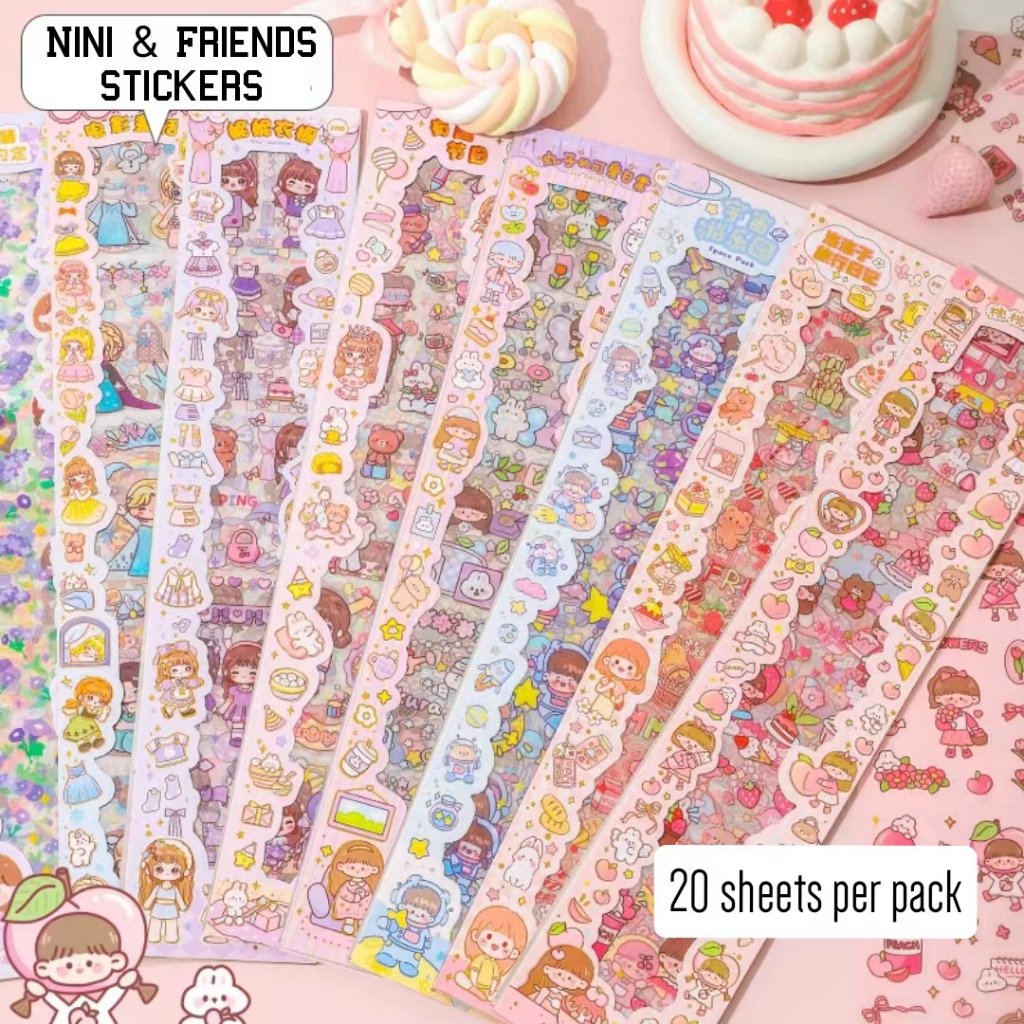 Long PET Stickers Nini and Friends/ Notebook Stickers/ Cute Stickers ...