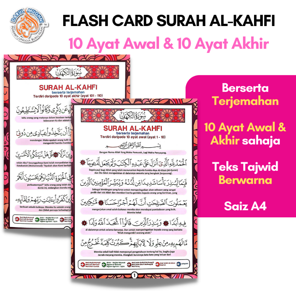 Flash Card Surah Al-Kahfi Berserta Terjemahan (10 Ayat Awal & 10 Ayat ...