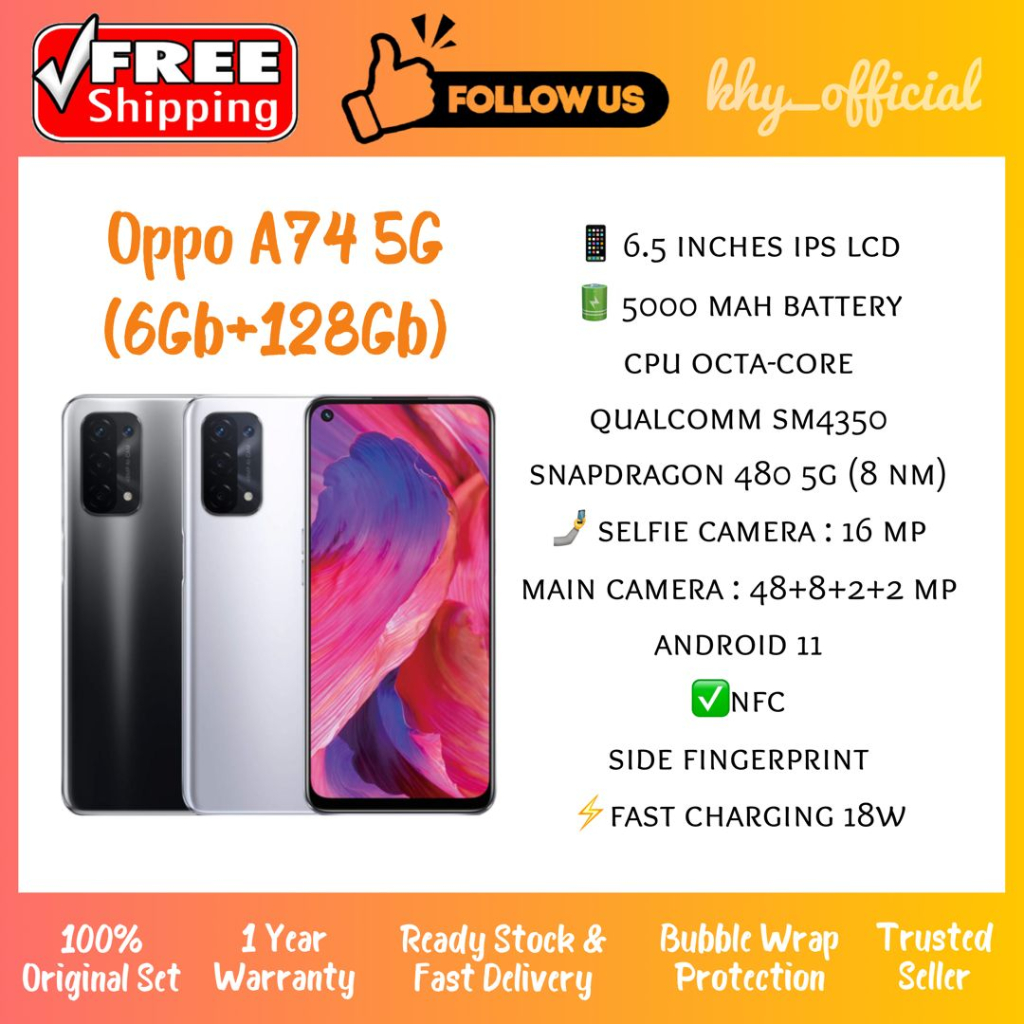New Smartphone Original Oppo A74 5G [ 6Gb Ram+128Gb Rom | 18W ...