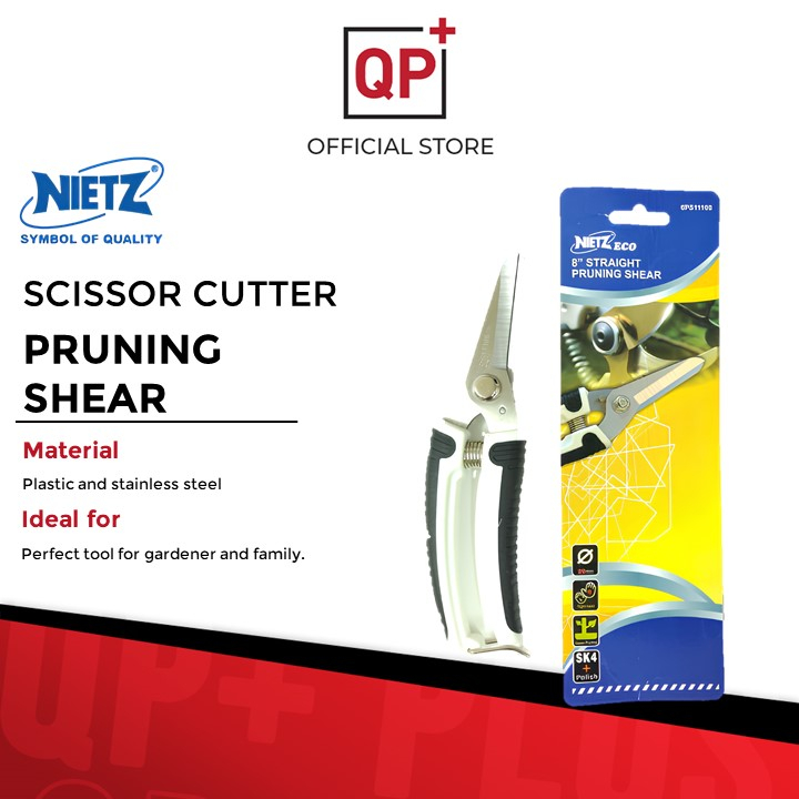 NIETZ STRAIGHT PRUNING STAINLESS STEEL SHEAR BLADE GARDENING SCISSOR ...