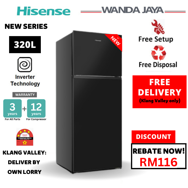 [FREE DELIVERY] Hisense 2 Door Inverter Refrigerator 320L Fridge RT328N4ABN Black | 420L ...