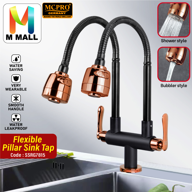 MCPRO SUS304 Stainless Steel Kitchen Faucet FLEXIBLE TWIN PILLAR SINK ...
