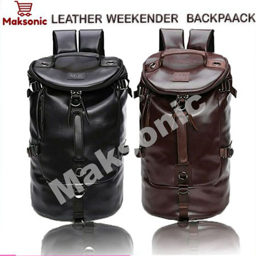 Barrel Korean bag Stylish 3 Ways Carrying Leather Weekender Backpack ...