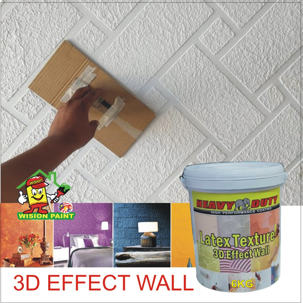 6KG LATEX TEXTURE PAINT 3D EFFECT WALL WHITE ( HEAVY DUTY ) NON ...