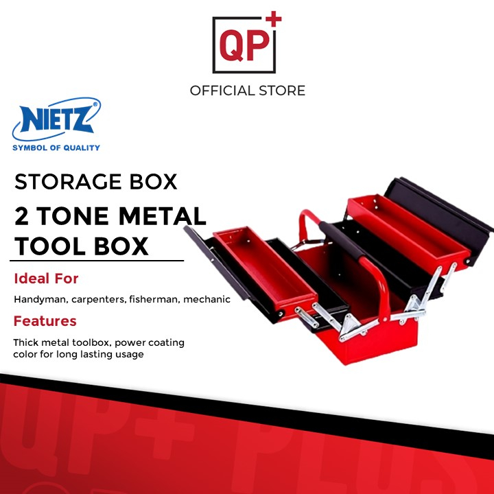 NIETZ 2 TONE HEAVY DUTY METAL TOOL BOX 3 LAYER HAND TOOL BOX KOTAK BESI ...