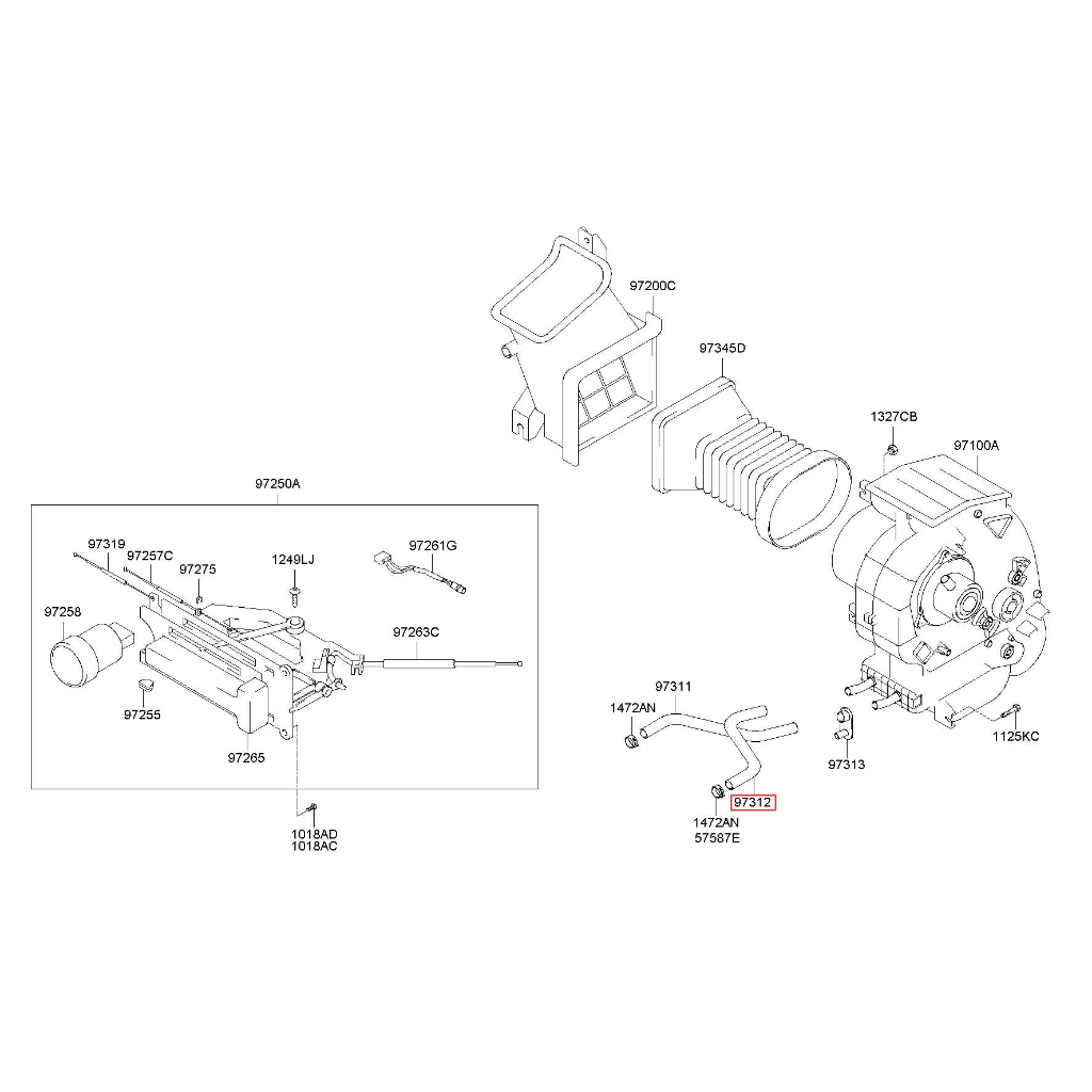(1pcs HYUNDAI 97314-02000/97315-02300) (ori) Inlet Outlet Heater Hose ...