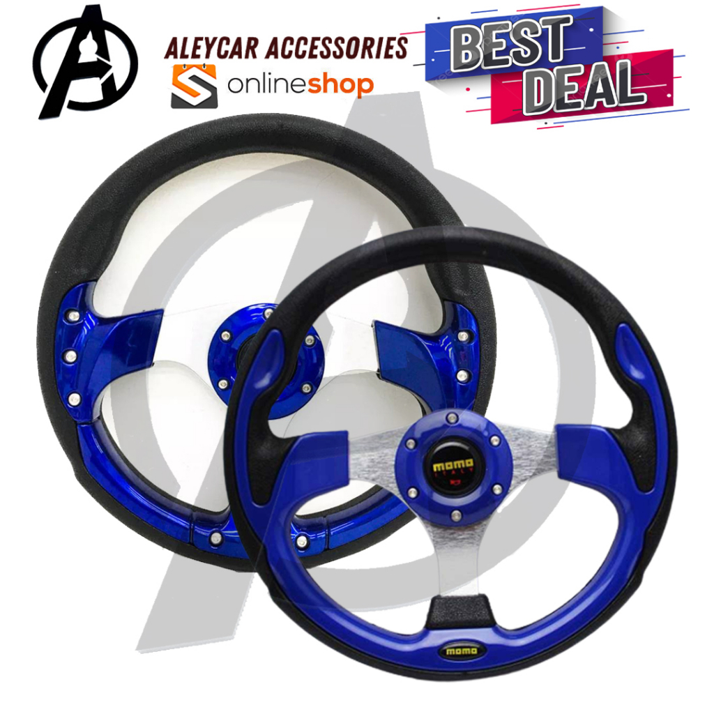 BLUE Momo Racing Sport Steering Wheel | Shopee Malaysia