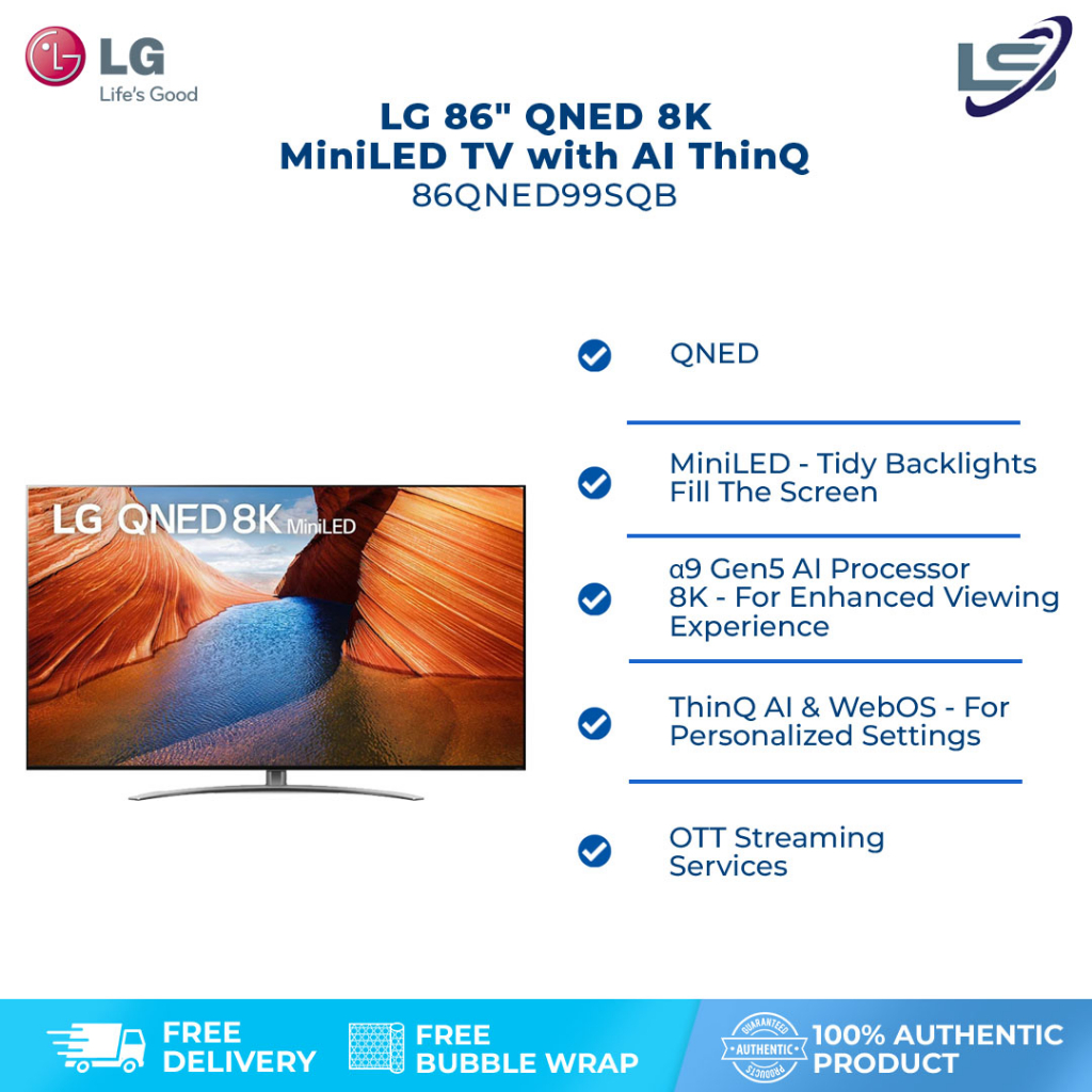 LG 86" QNED 8K MiniLED TV with AI ThinQ 86QNED99SQB | Wide Colour Gamut ...