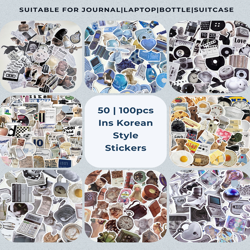 100pcs Ins Korean Style Stickers Decoration Journal Sticker For Laptop ...