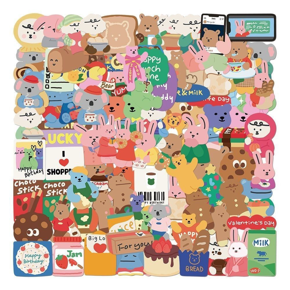 100pcs Ins Korean Style Stickers Decoration Journal Sticker For Laptop ...