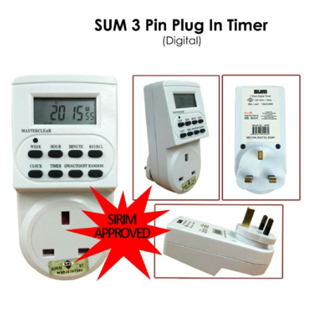 SUM 24hrs 13A 3 Pin Analogue Programmable Timer 0024 / Digital Plug-in ...