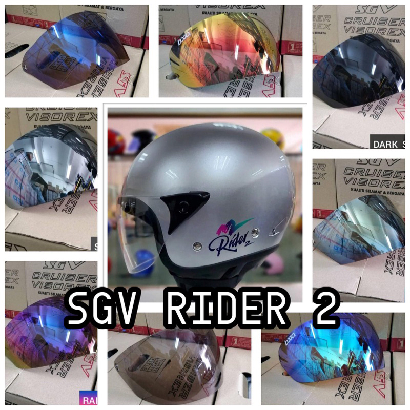 VISOR SGV RIDER 2 smoke tinted silver orange siang malam blue dark grey cruiser HELMET SGV ...