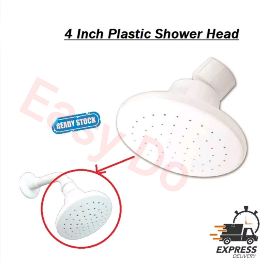 4 INCH WHITE PVC PLASTIC SHOWER ROSE HEAD | Shopee Malaysia