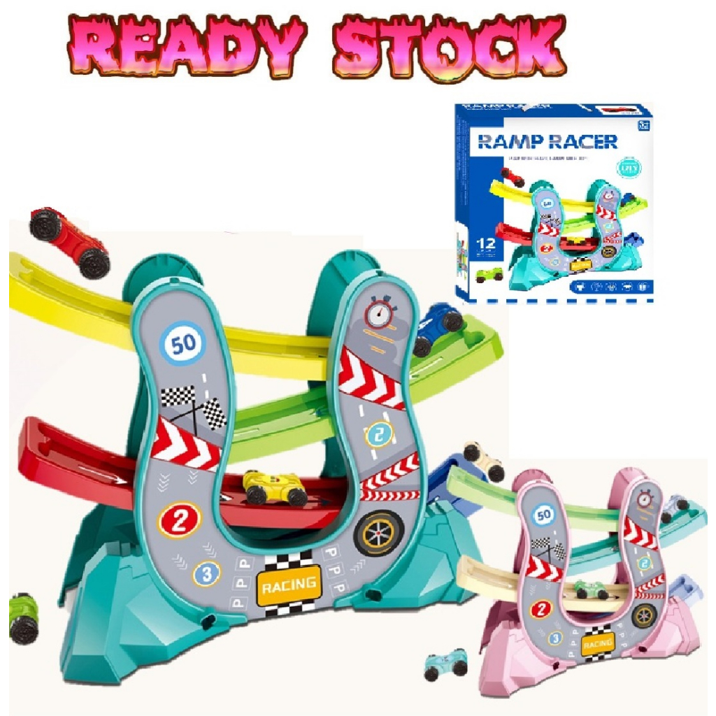 Ramp Racer with 4 Cars Ladder Sliding Slide Car Toy Play Set For Kid ...