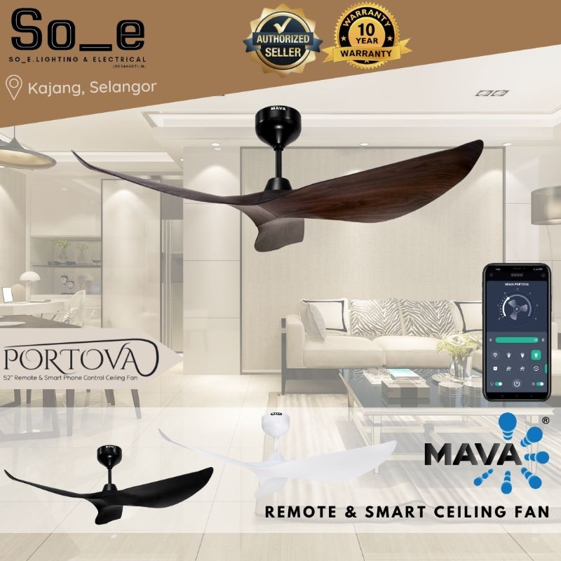 (Ready Stock) Mava Fan PORTOVA Remote & Smart Phone Control DC Motor ...