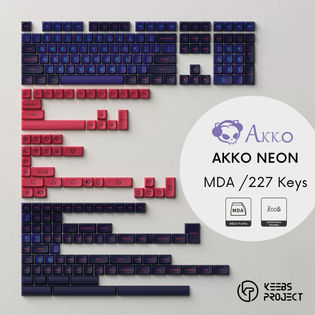 [Ready Stock] Akko MDA profile 227 PBT keycap set (Neon) for Mechanical ...