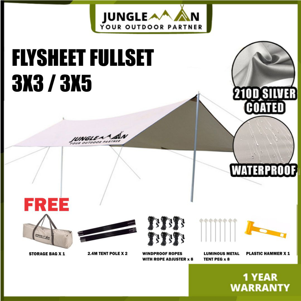 Flysheet Camping Waterproof Fly Sheet Camping Flysheet With Pole Set ...