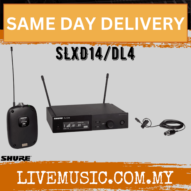 Shure SLXD14/DL4 Wireless System with SLXD1 Bodypack Transmitter and DL4 Lavalier Microphone ...