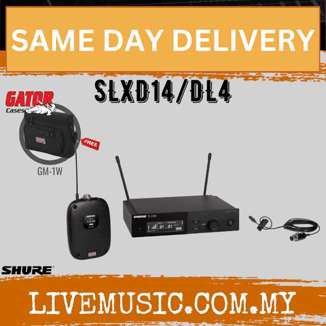 Shure SLXD14/DL4 Wireless System with SLXD1 Bodypack Transmitter and DL4 Lavalier Microphone ...