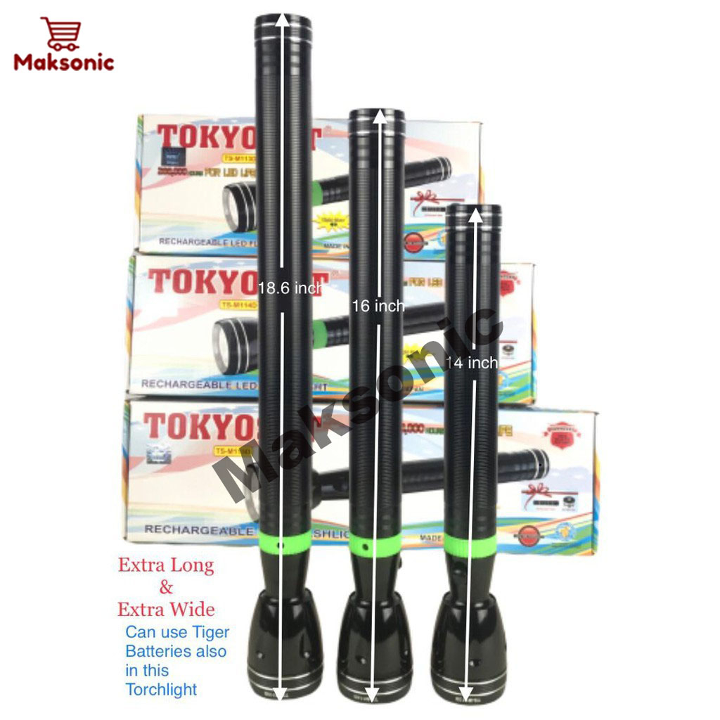 TOKYOSAT LED FLASHLIGHT lampu suluh WITH EXTRA SPARE led bulb & Battery ...