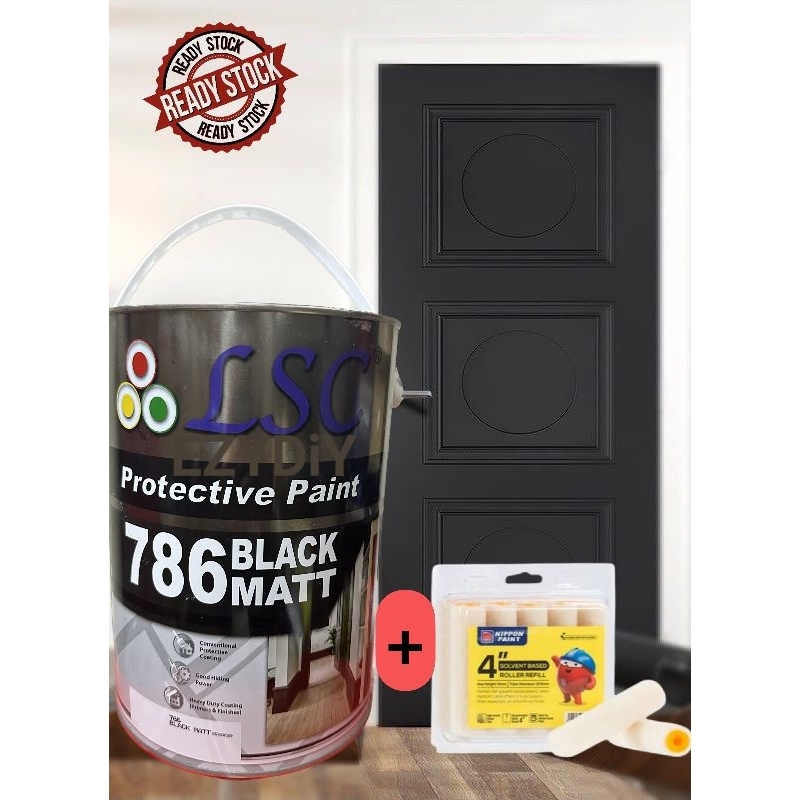 5LITRE LSC BLACK MATT BLACK MATTE PAINT FOR WOOD AND METAL | Shopee ...