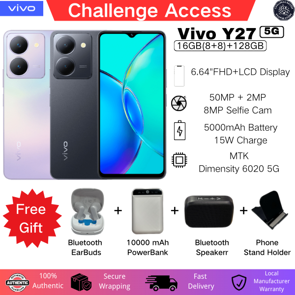 Vivo Y27 5G 16GB(8+8)RAM + 128GB ROM l Vivo Malaysia Warranty l 50MP Dual AI Camera l MediaTek ...