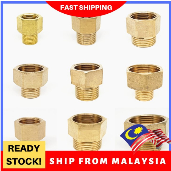 1/8" 1/4" 3/8" 1/2" Male to Female Thread Brass Pipe Connectors (M ...