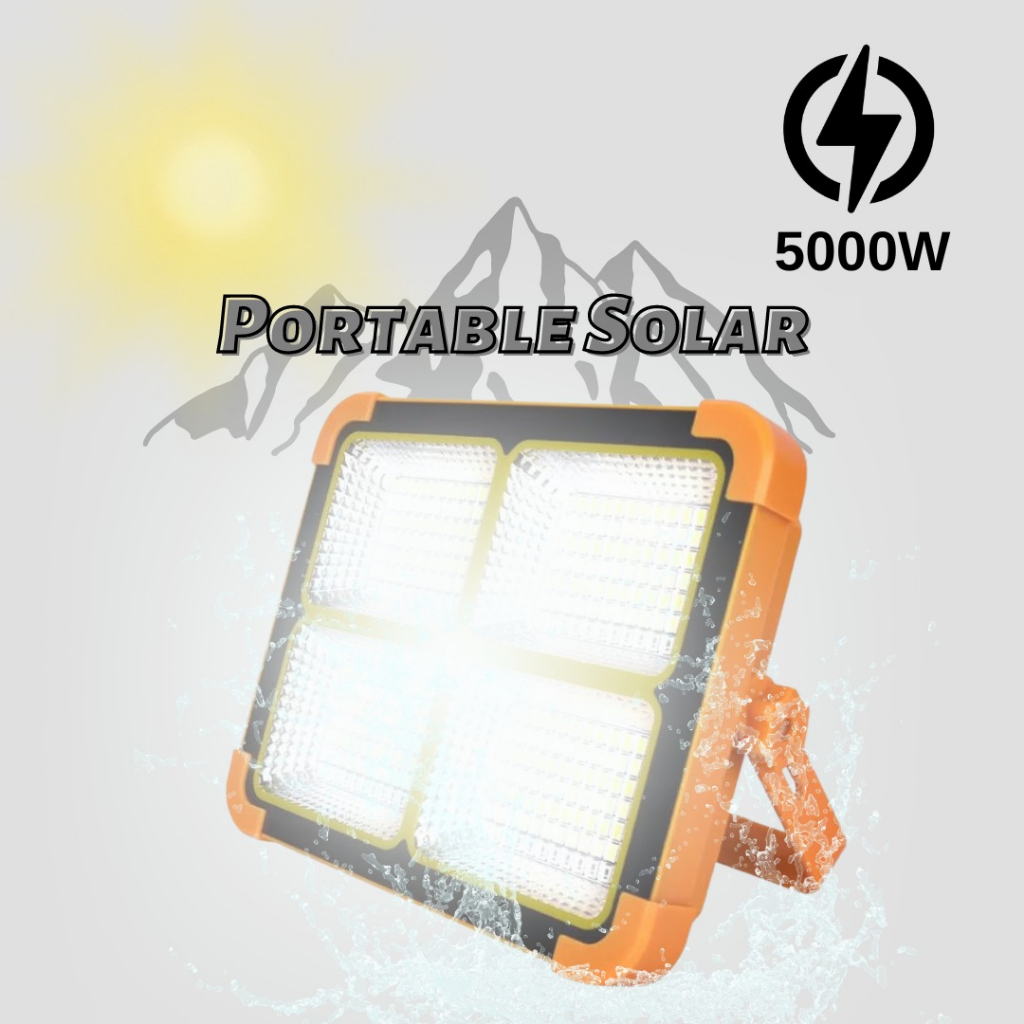 5000W Portable Solar Flood Light LED Camping Tent Light Rechargeable ...
