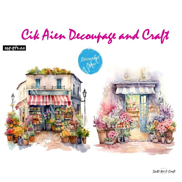SuNi Art and Craft Vintage Coffee Shop & Flower House Series Decoupage ...