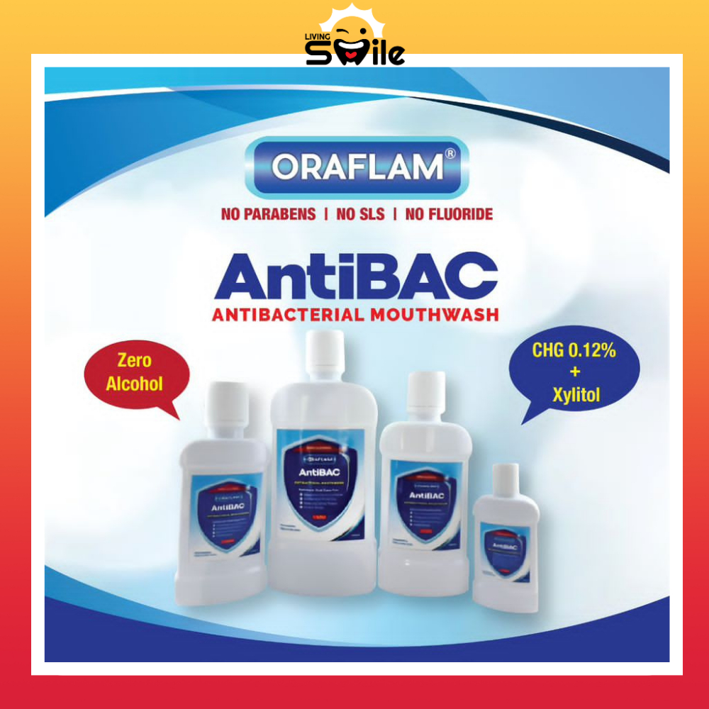 ORAFLAM ANTIBAC Antibacterial Mouthwash Chlorhexidine Alcohol Free Ubat ...