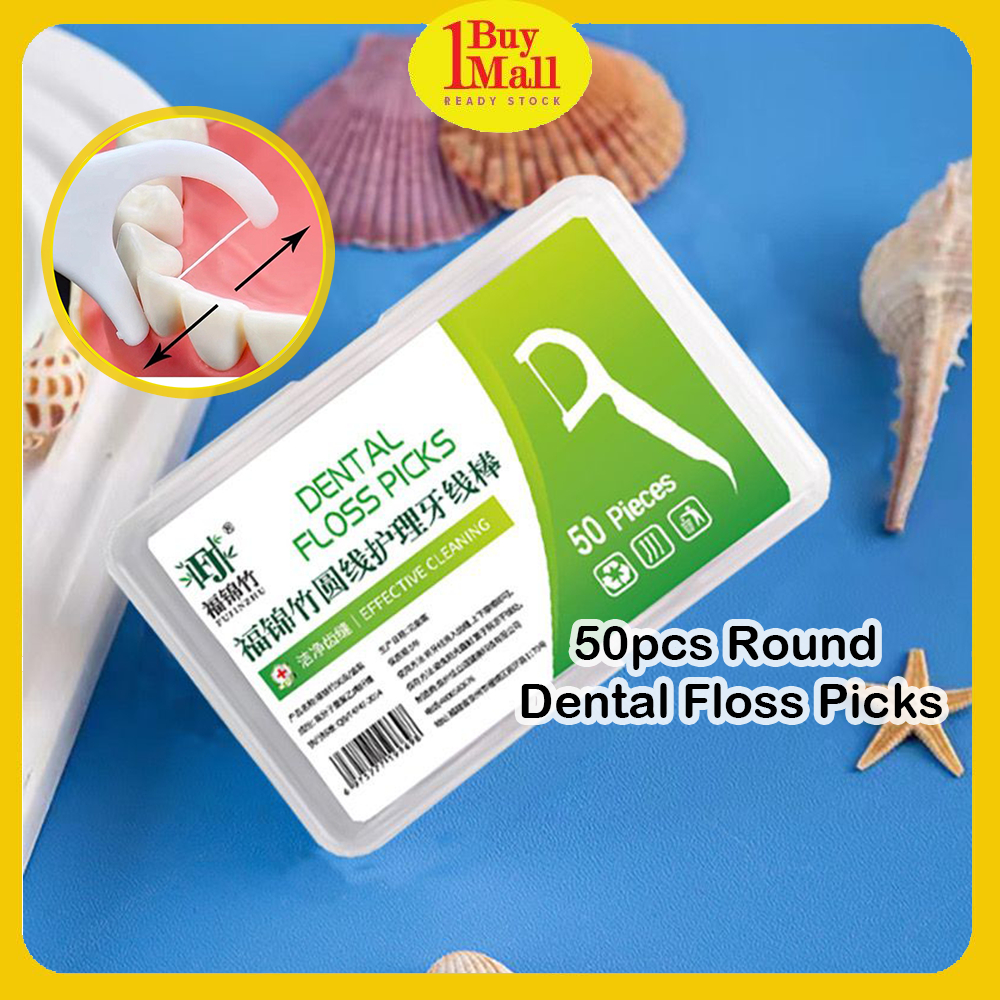 50pcs per box Round Thread Dental Floss Picks Dental Floss Toothpick ...