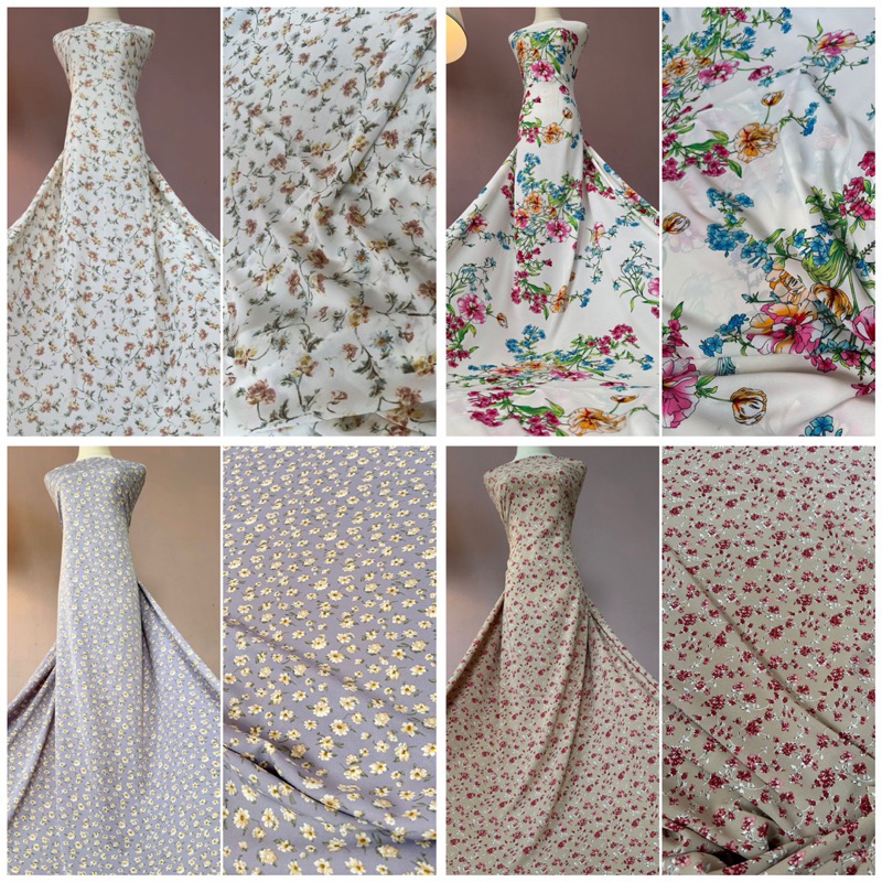 KAIN PASANG GEORGETTE CHIFFON CREPE MANGO SILK PRINTED VIETNAM KAIN ELA ...
