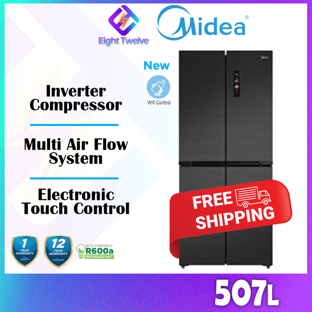 [FREE SHIPPING] 507L MIDEA Refrigerator Multi Door Inverter Fridge Peti ...