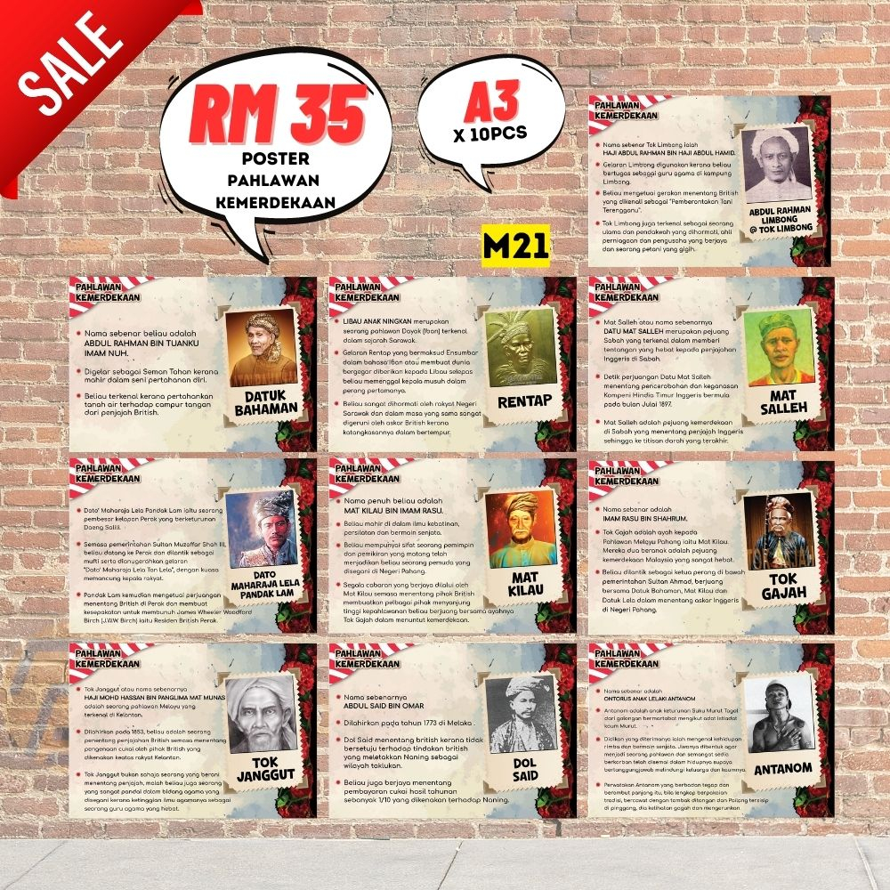 POSTER PAHLAWAN KEMERDEKAAN - M21 | Shopee Malaysia
