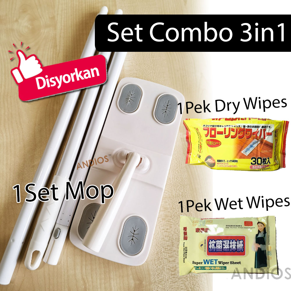 Mop Tisu Pakai Buang Wet Dry Wipe Tissue Wipes Kertas Pengelap Lantai ...