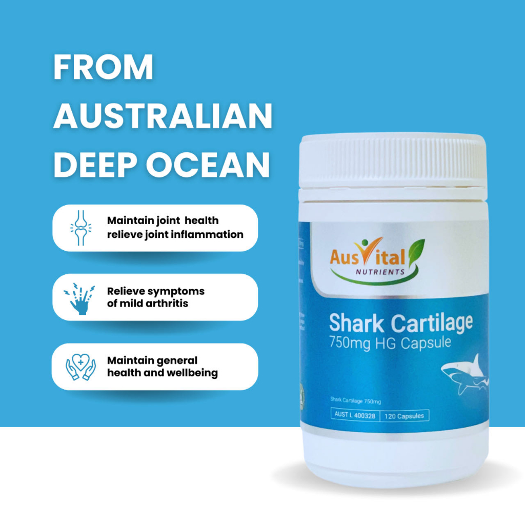 Ausvital Nutrients Shark cartilage Capsules 750mg/Joint Health/Promote ...