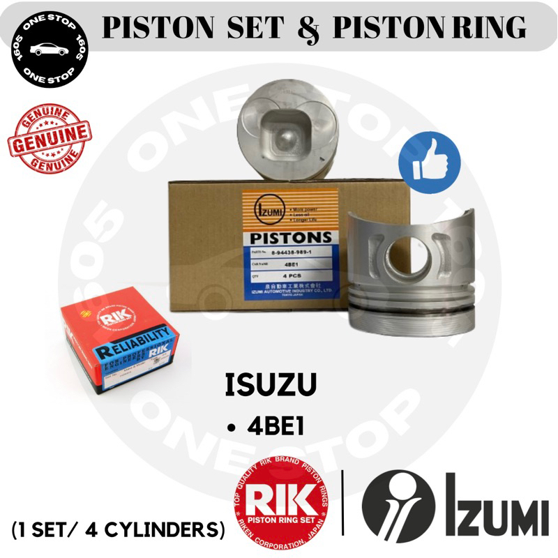 ISUZU 4BE1 IZUMI PISTON SET/ PISTON RING SET STD SIZE STANDARD (4PCS ...