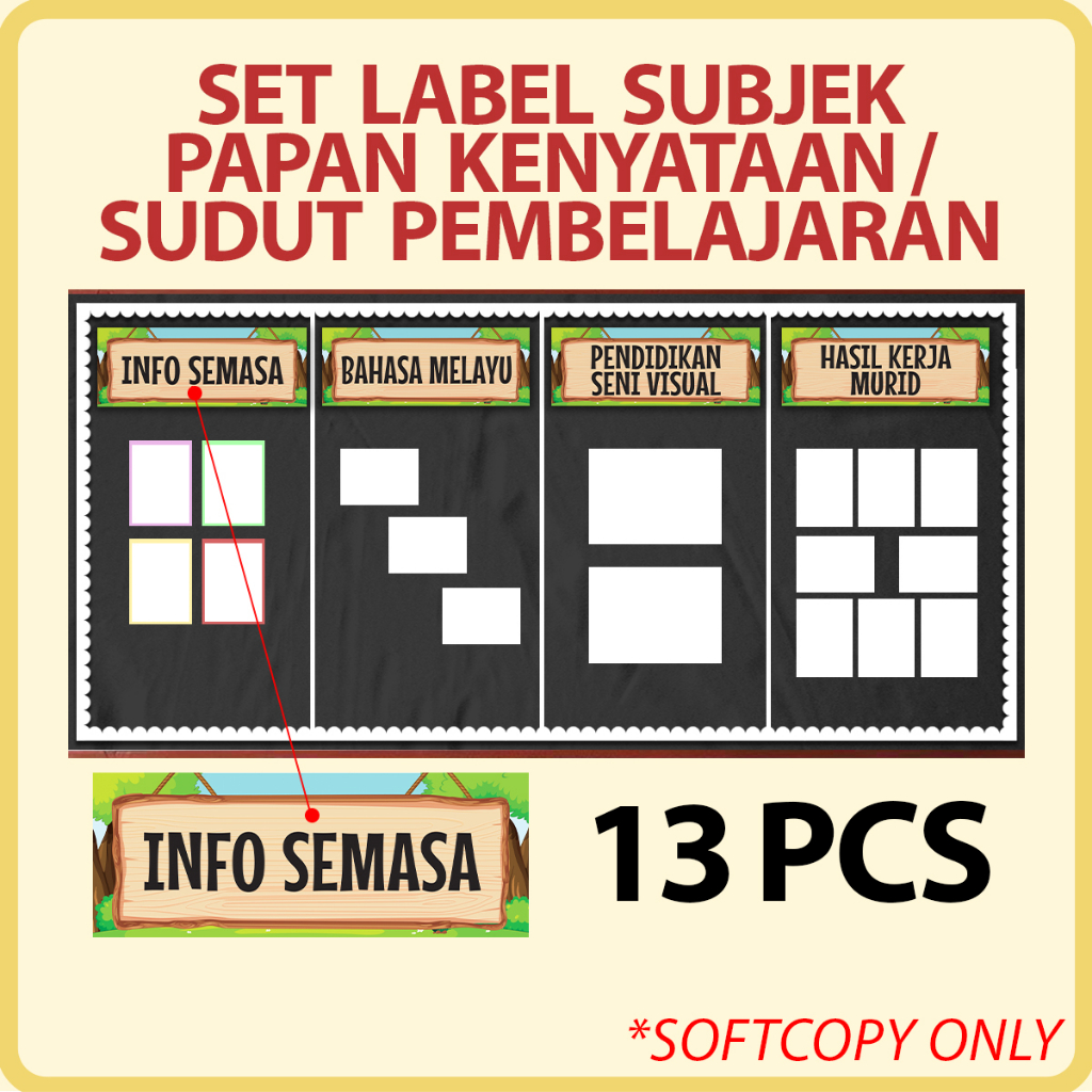 [ Softcopy ] DESIGN KECERIAAN KELAS Label Subjek / Papan Kenyataan ...